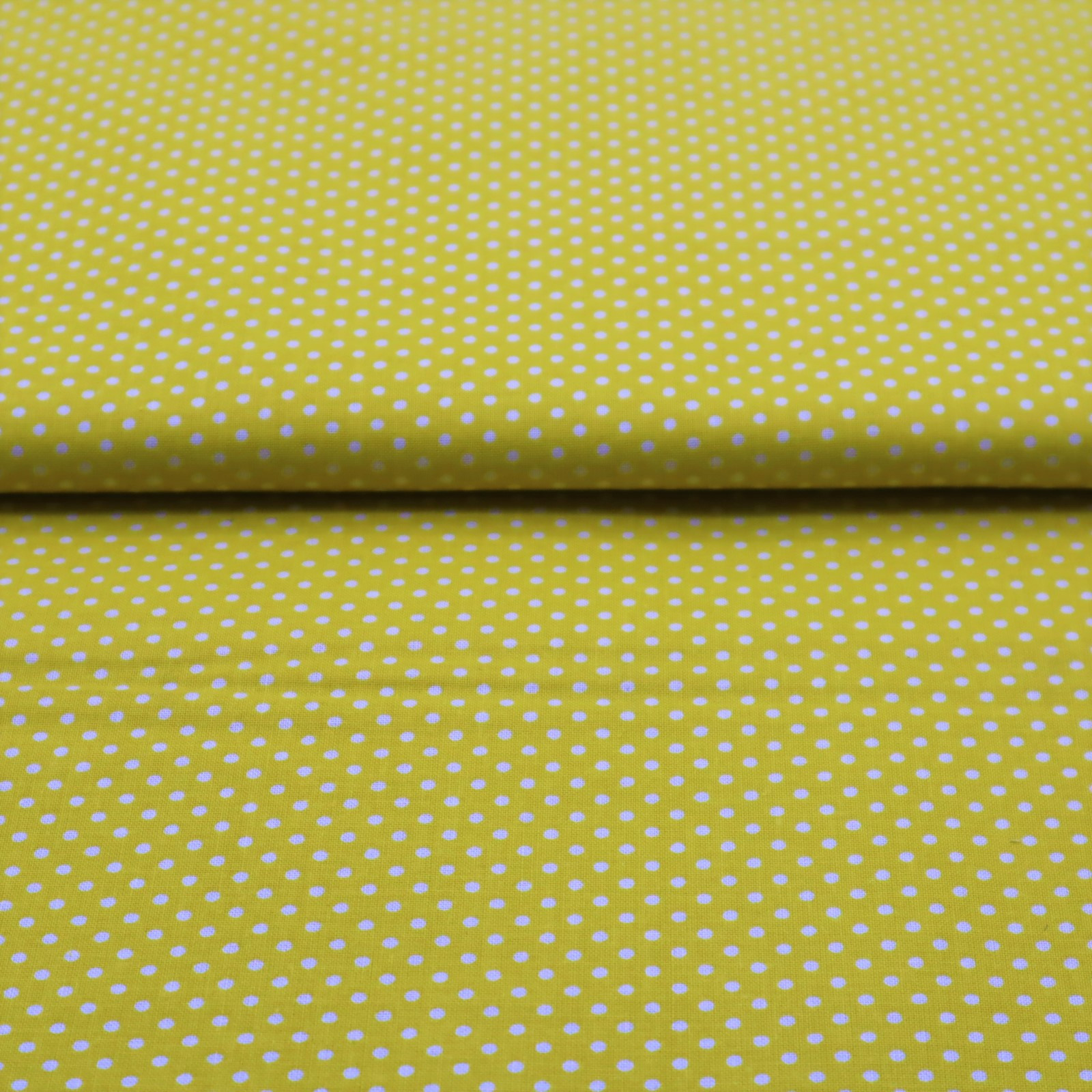 Biele mini bodky na žltej 140cm