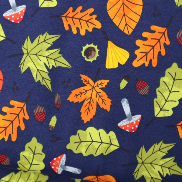 Tenšia nepočesaná teplákovina jesenné lístie